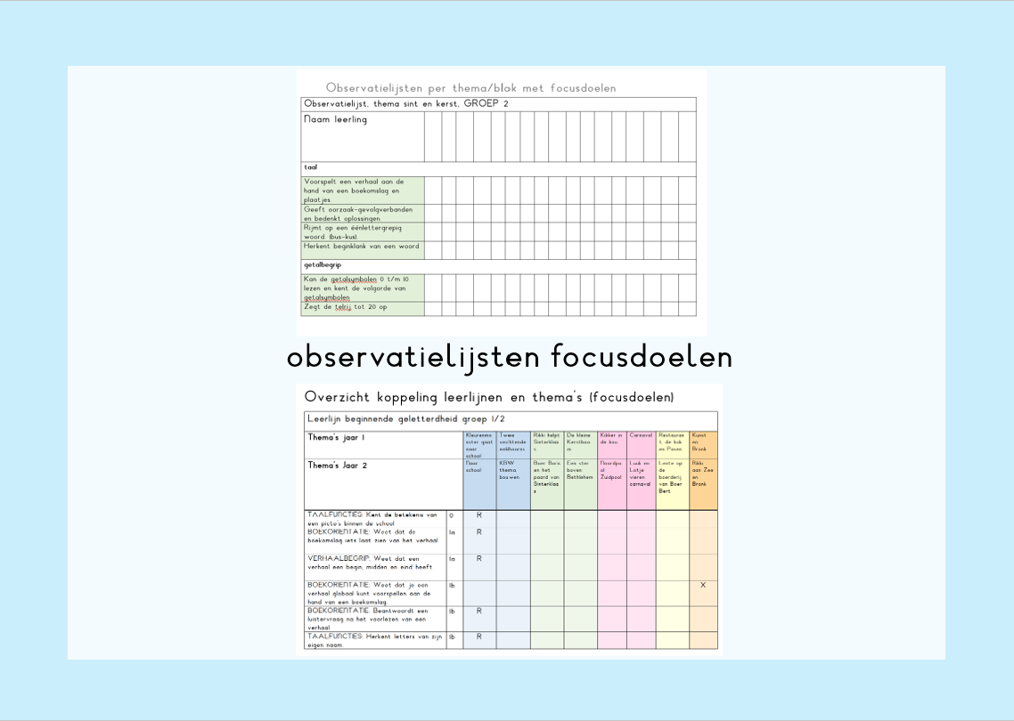 Observatielijsten focusdoelen groep 1-2 - Juf Joni